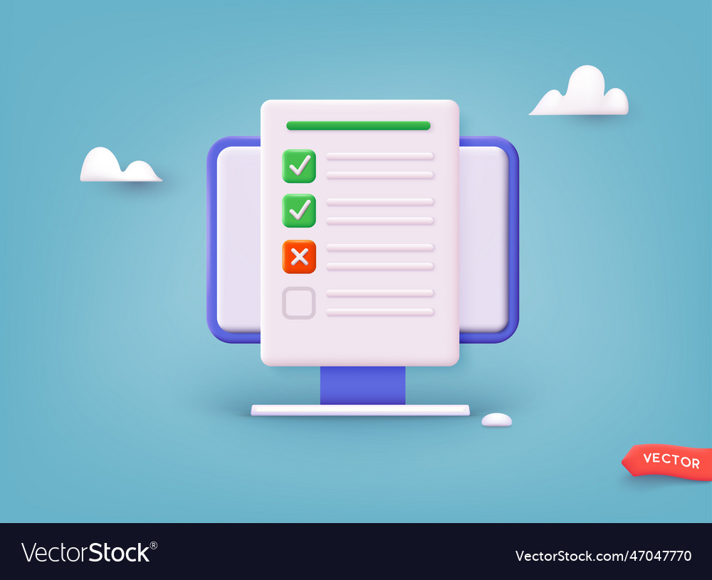 Display monitor and checkbox marks online Vector Image