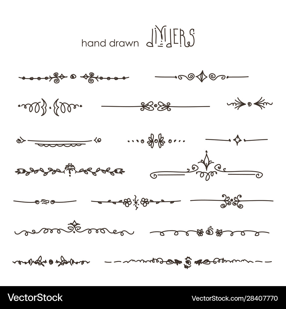 Hand drawn dividers line border set and design Vector Image
