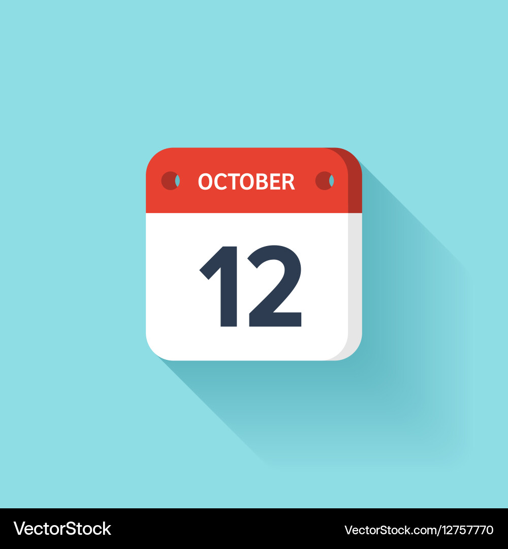 October 12 isometric calendar icon with shadow Vector Image