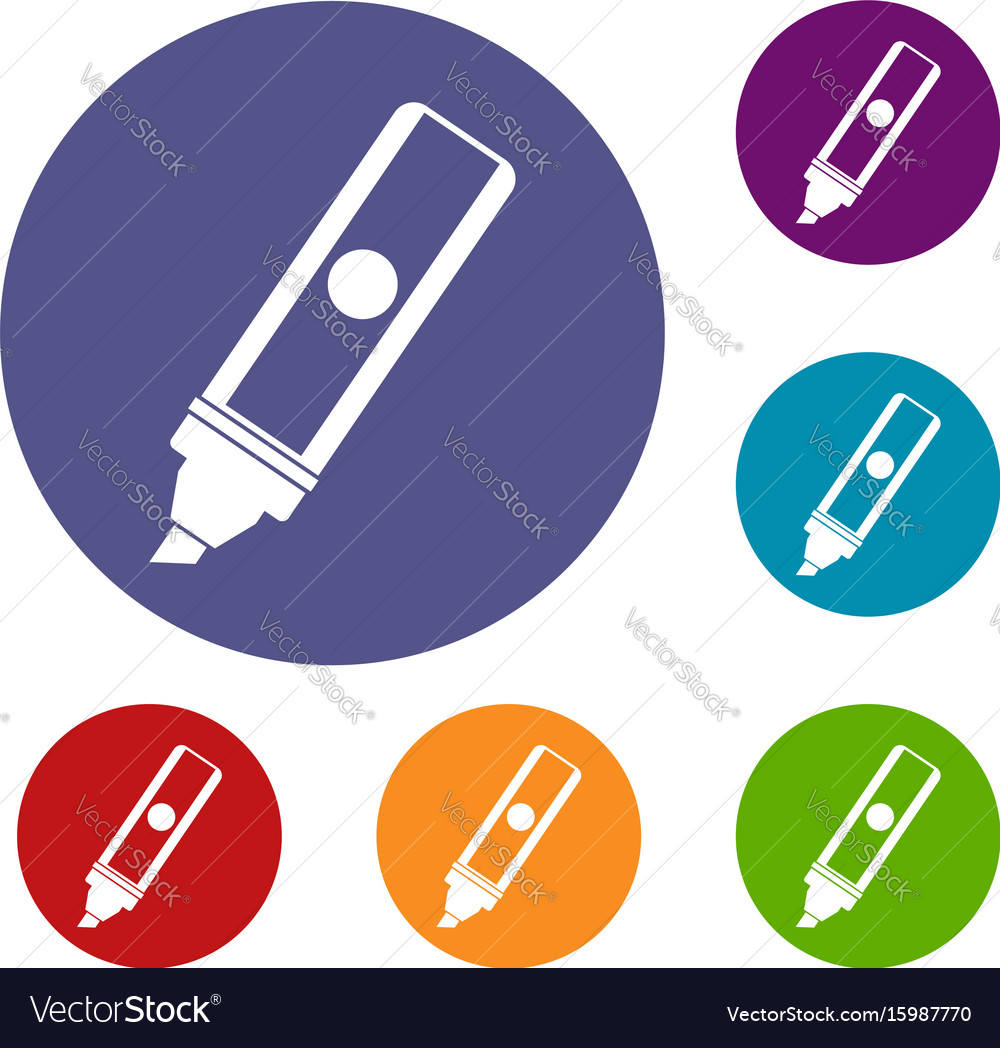 Permanent marker icons set Royalty Free Vector Image