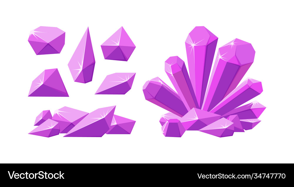 Pink crystal gemstones set rucrystal prisms Vector Image