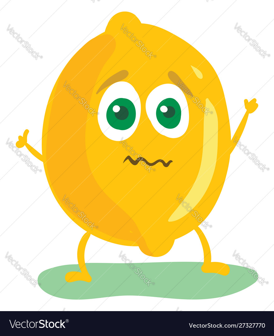Scared lemon on white background Royalty Free Vector Image
