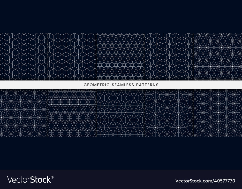 Set of geometric seamless pattern traditional Vector Image