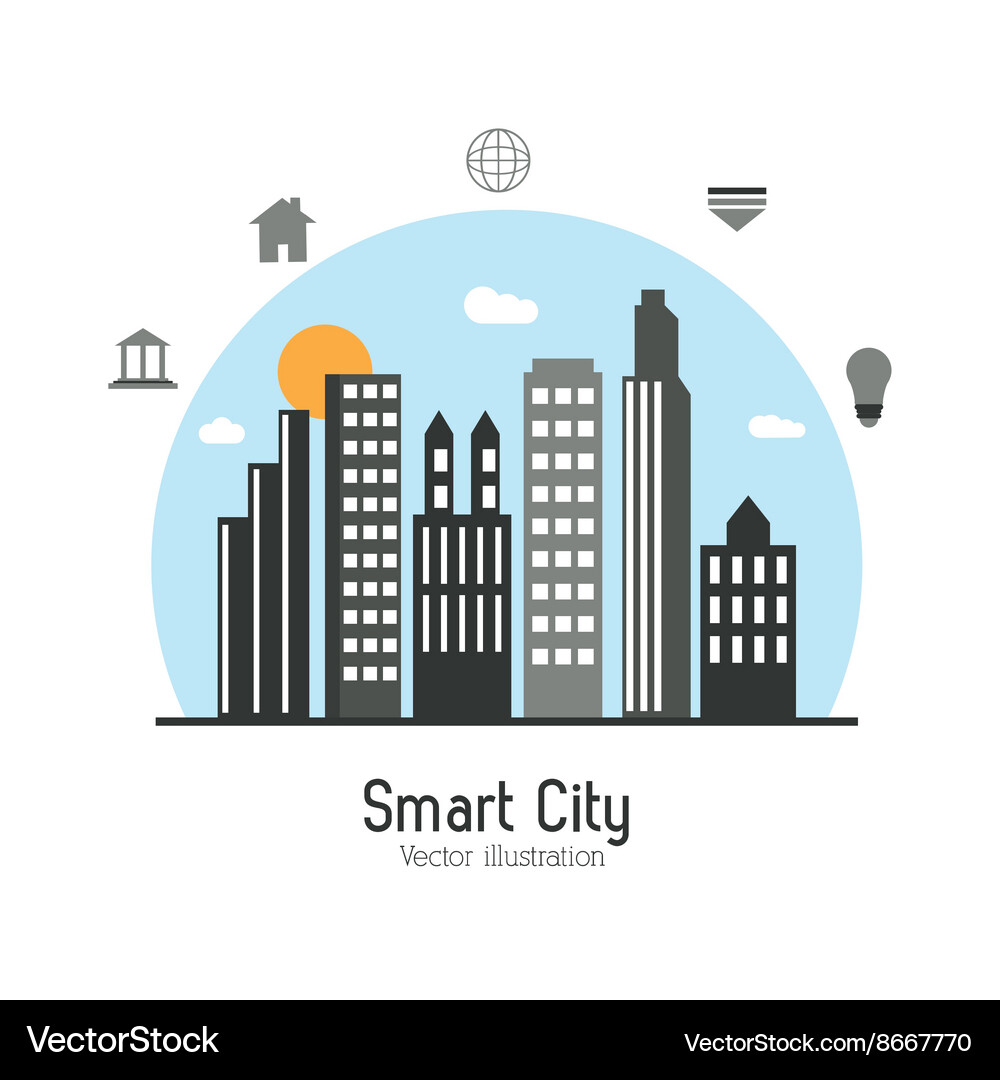 Smart city design social media icon technology Vector Image