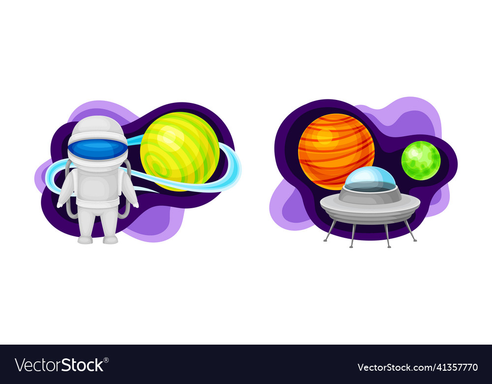 Solar system planets space and alien Royalty Free Vector