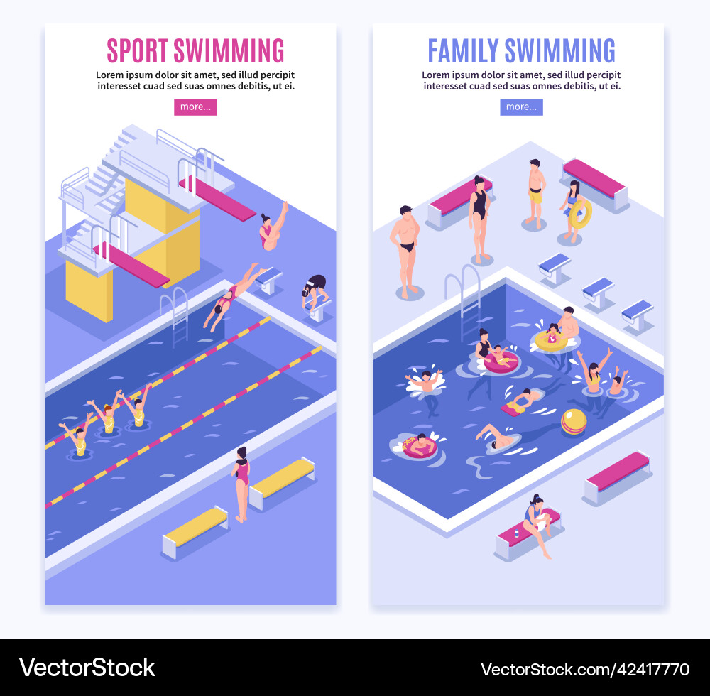 Sport swimming vertical banners Royalty Free Vector Image