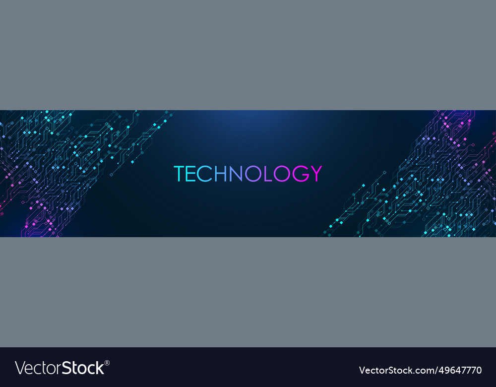 Technology modern blue horizontal banner template Vector Image
