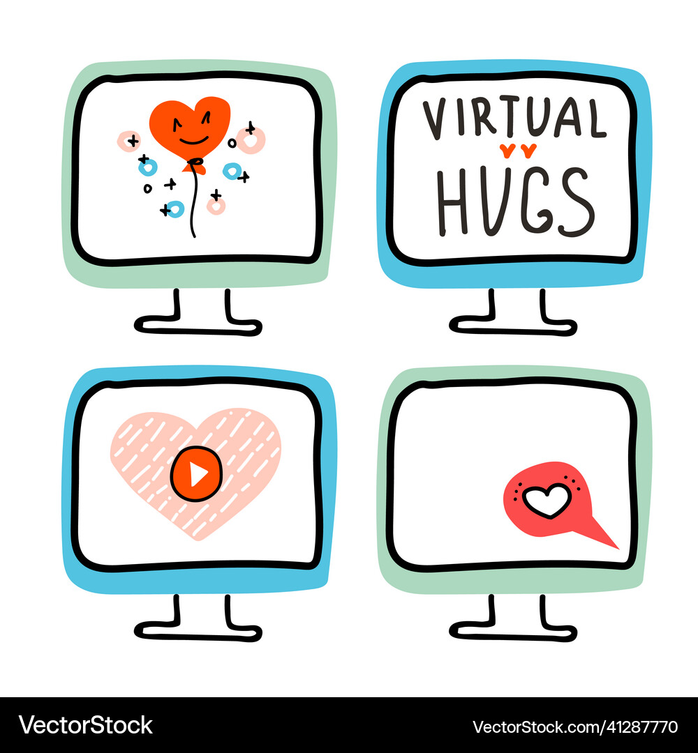 Valentines day doodle icon computer screen Vector Image