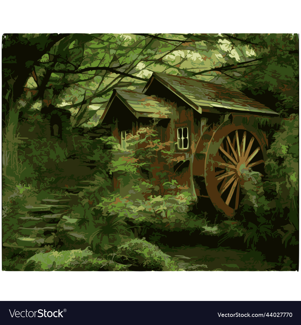 Water mill - 1 Royalty Free Vector Image - VectorStock