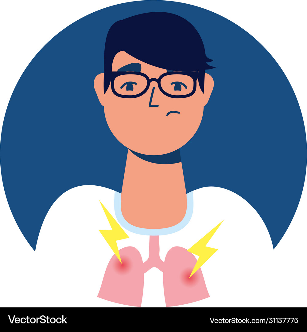 Businessman sick with respiratory failure Vector Image
