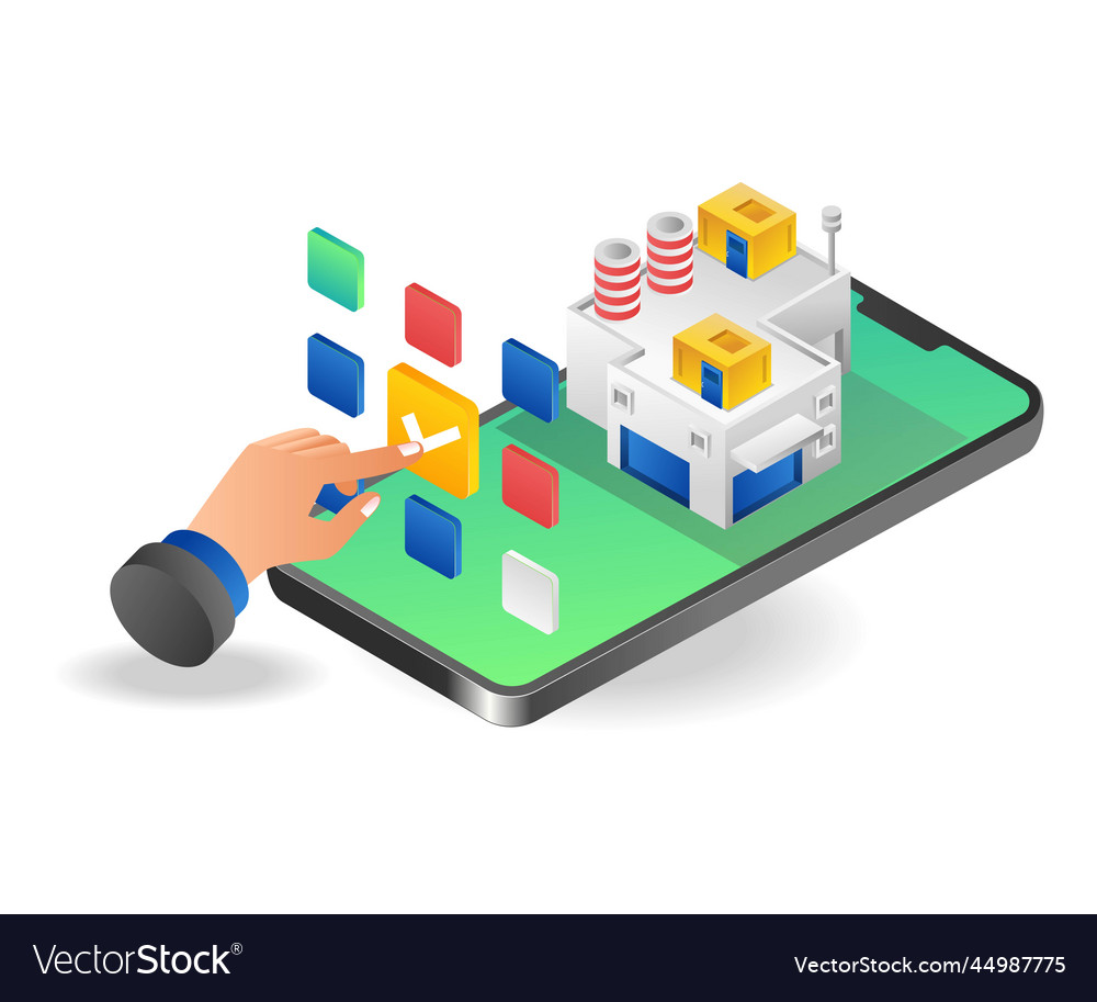 Concept isometric of smartphone controlling Vector Image