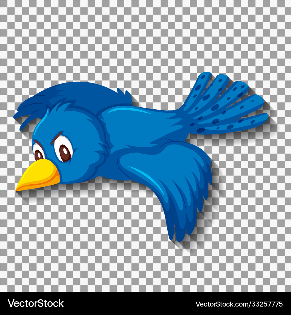 Cute blue bird cartoon character Royalty Free Vector Image