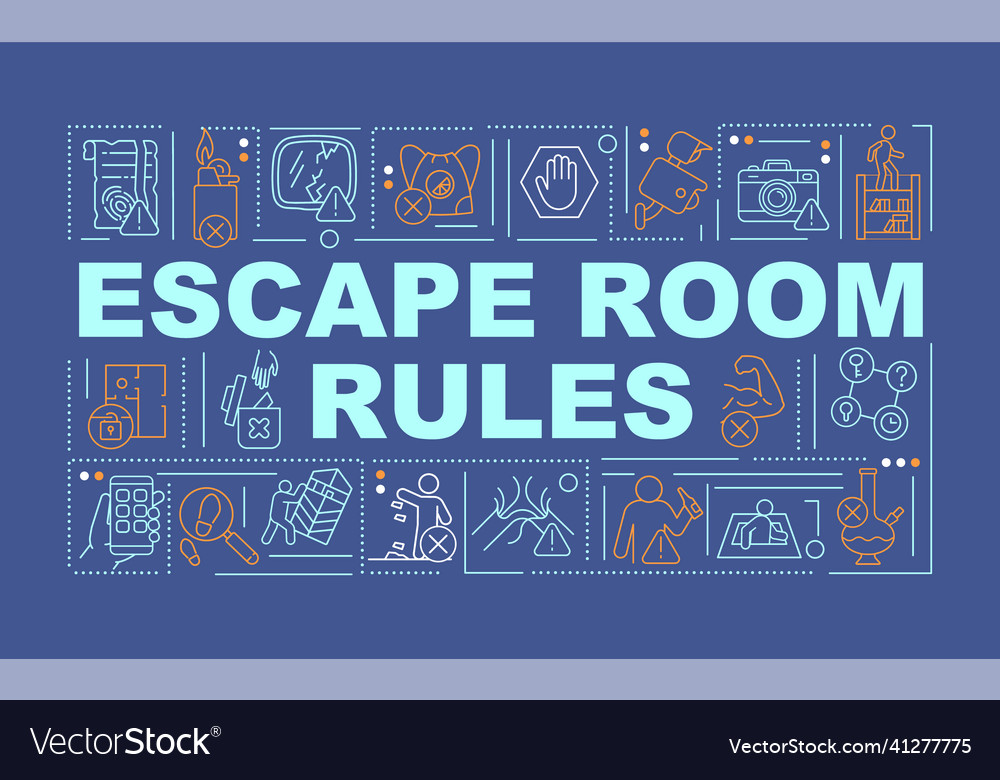 Escape room regulations and prohibitions word Vector Image