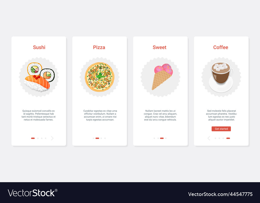 Fast food cafe takeaway product menu ux ui Vector Image