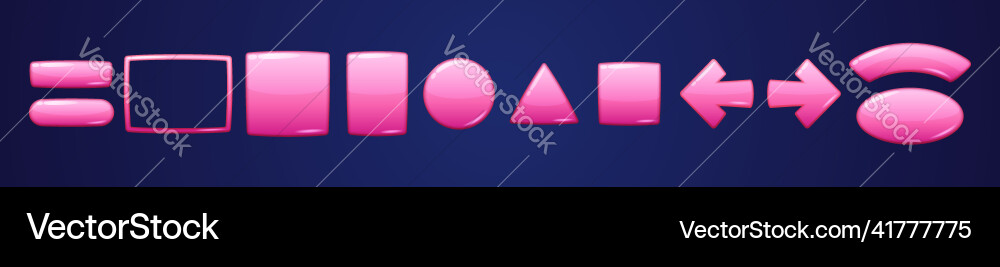 Glossy pink geometric buttons for game Royalty Free Vector