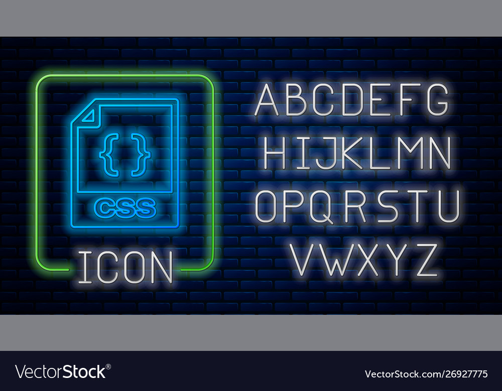 Glowing neon css file document download css Vector Image Glowing neon css file document download css Vector Image