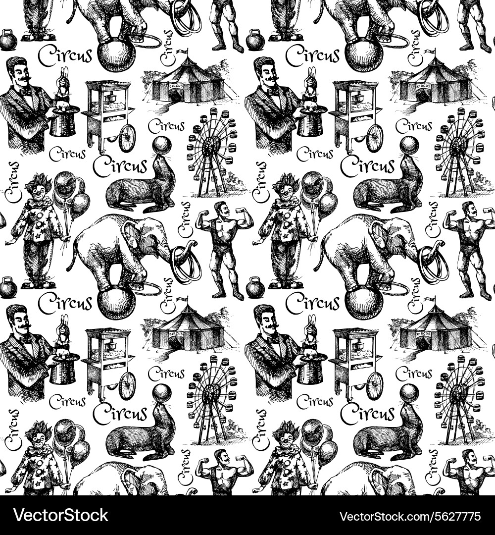 Hand drawn sketch circus and amusement Royalty Free Vector