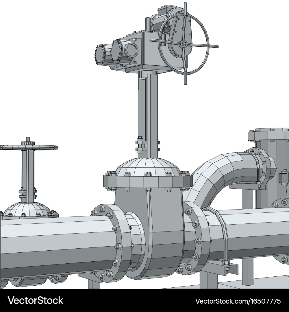 Industrial equipment electric valve wire-frame Vector Image