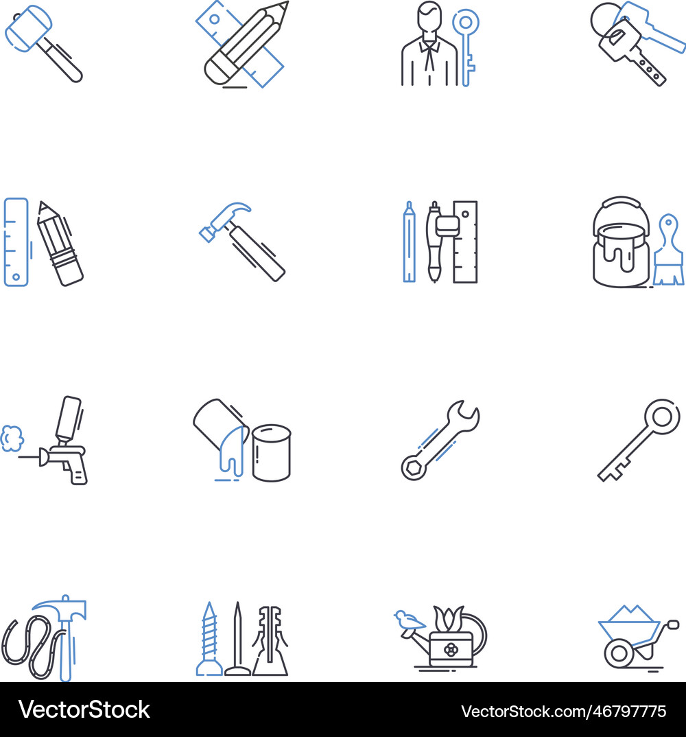 Information research line icons collection Vector Image