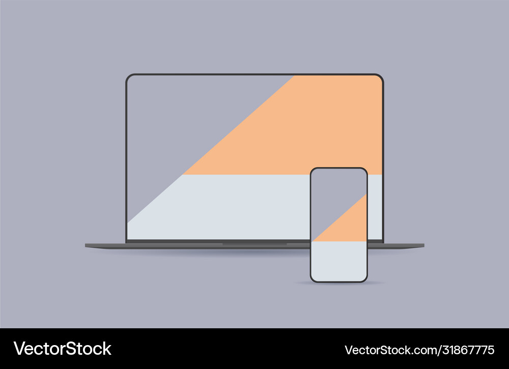 Modern laptop and smartphone with colored screens Vector Image