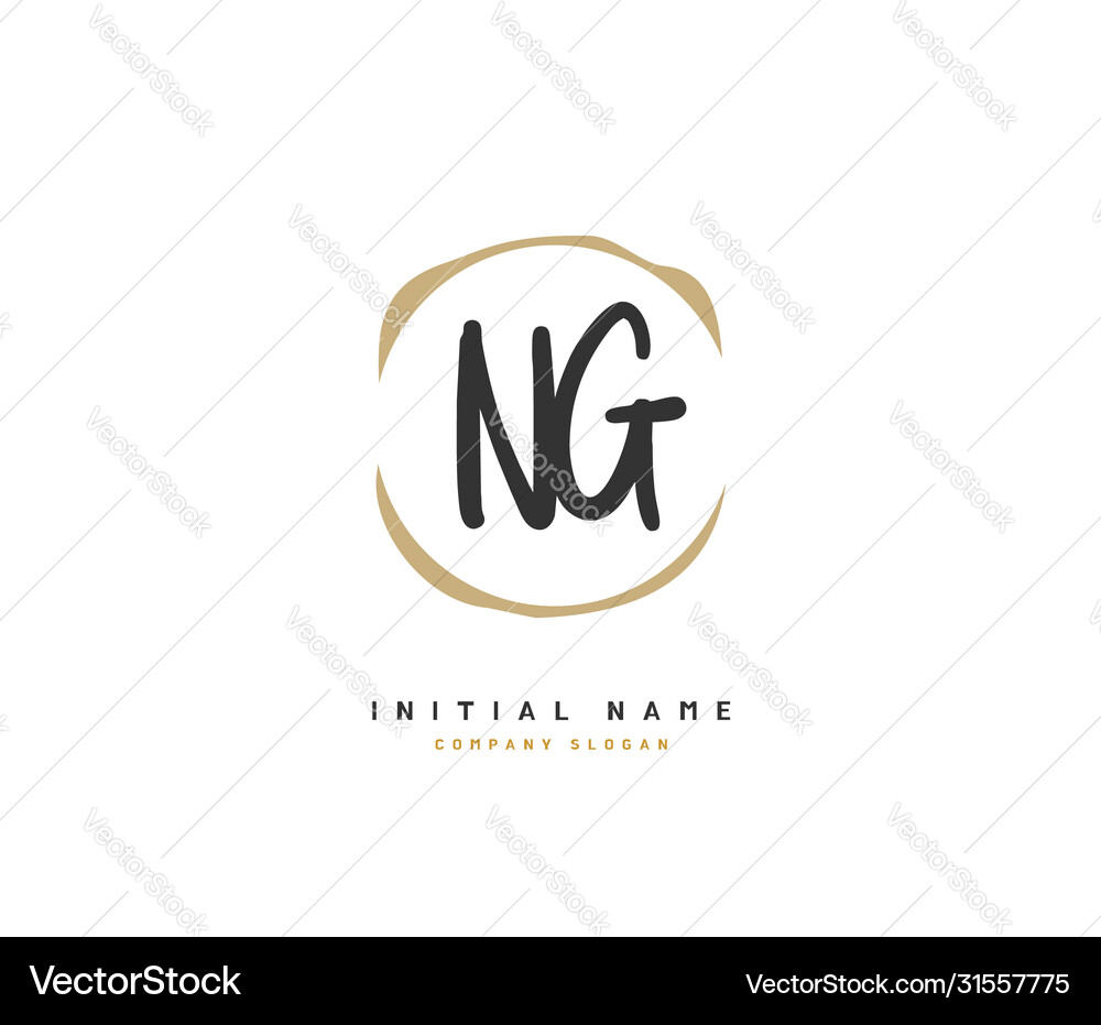 N g ng beauty initial logo handwriting logo Vector Image