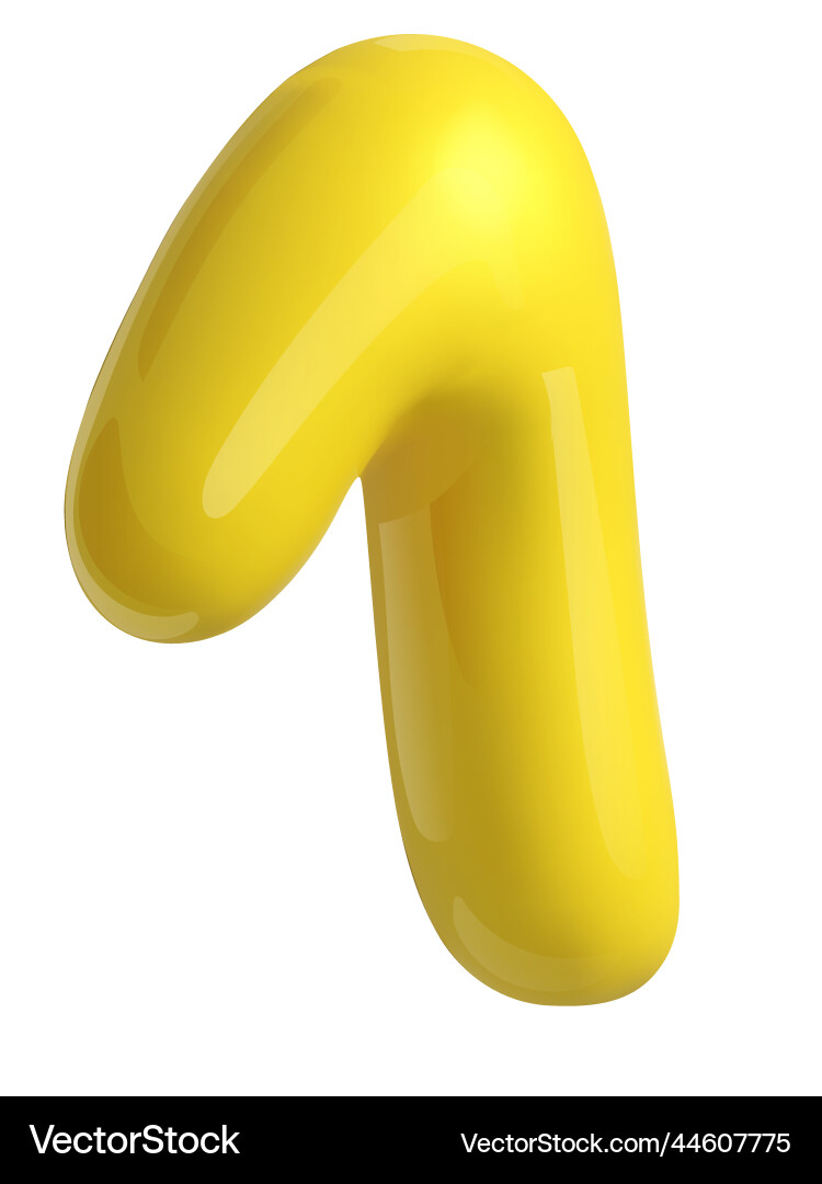 Number one cartoon yellow 1 baloon Royalty Free Vector Image