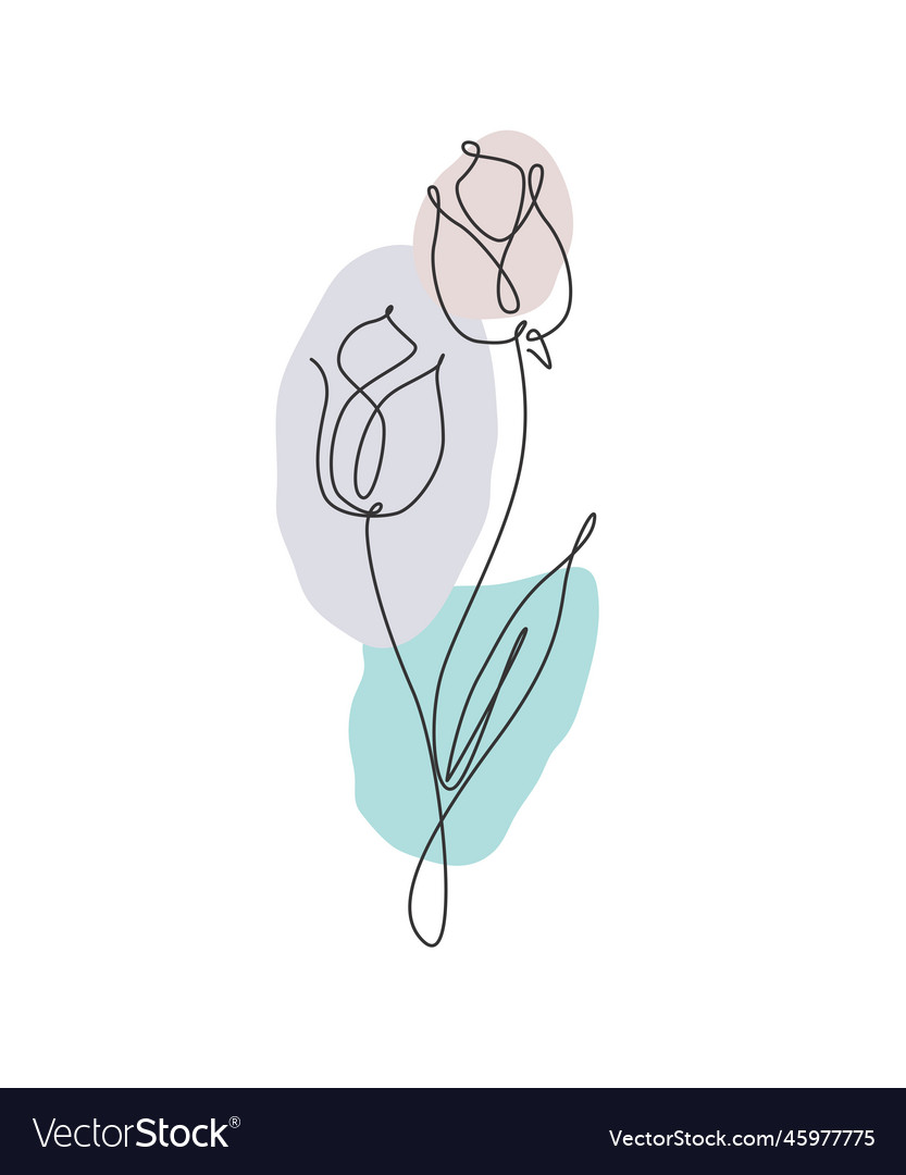 One Continuous Line Drawing Beautiful Abstract Vector Image