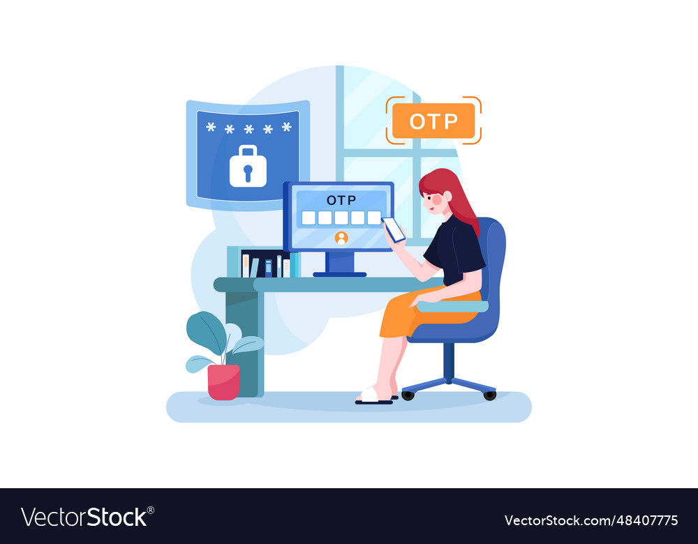 Otp authentication security Royalty Free Vector Image