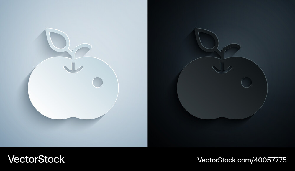 Paper cut poison apple icon isolated on grey Vector Image