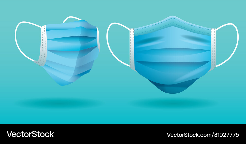 Set blue medical masks breathing protective Vector Image