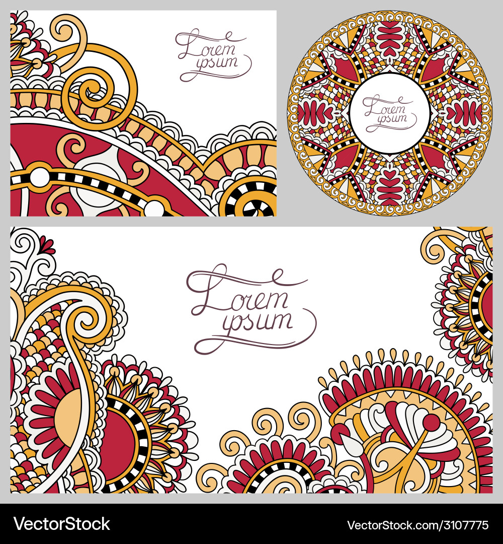 Set of floral decorative background template frame