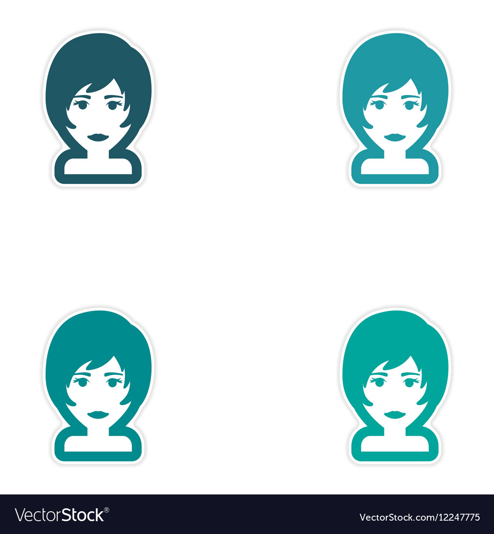 Set Of Paper Stickers On White Background Women Vector Image