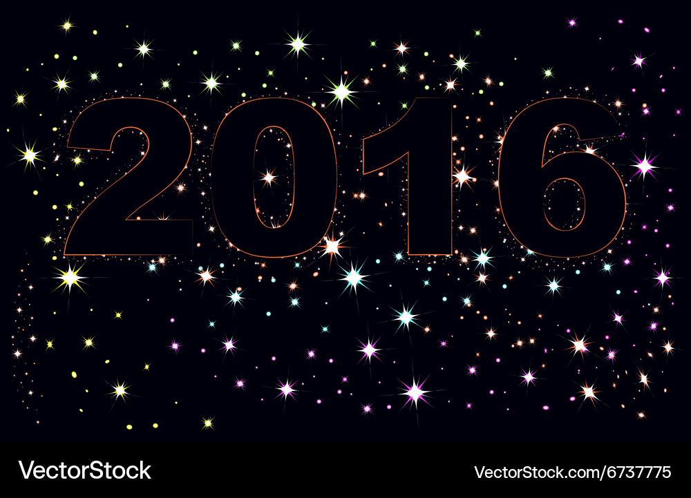 Text 2016 on background of night sky Royalty Free Vector