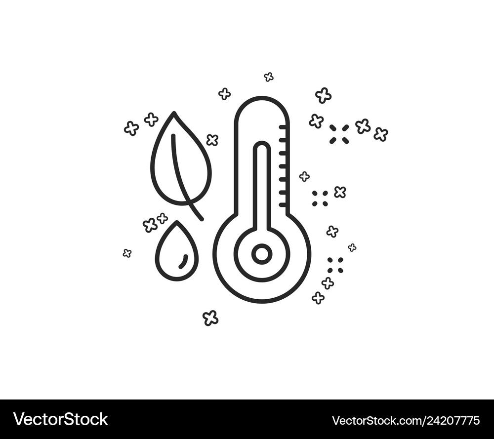 Thermometer line icon humidity and leaf sign Vector Image