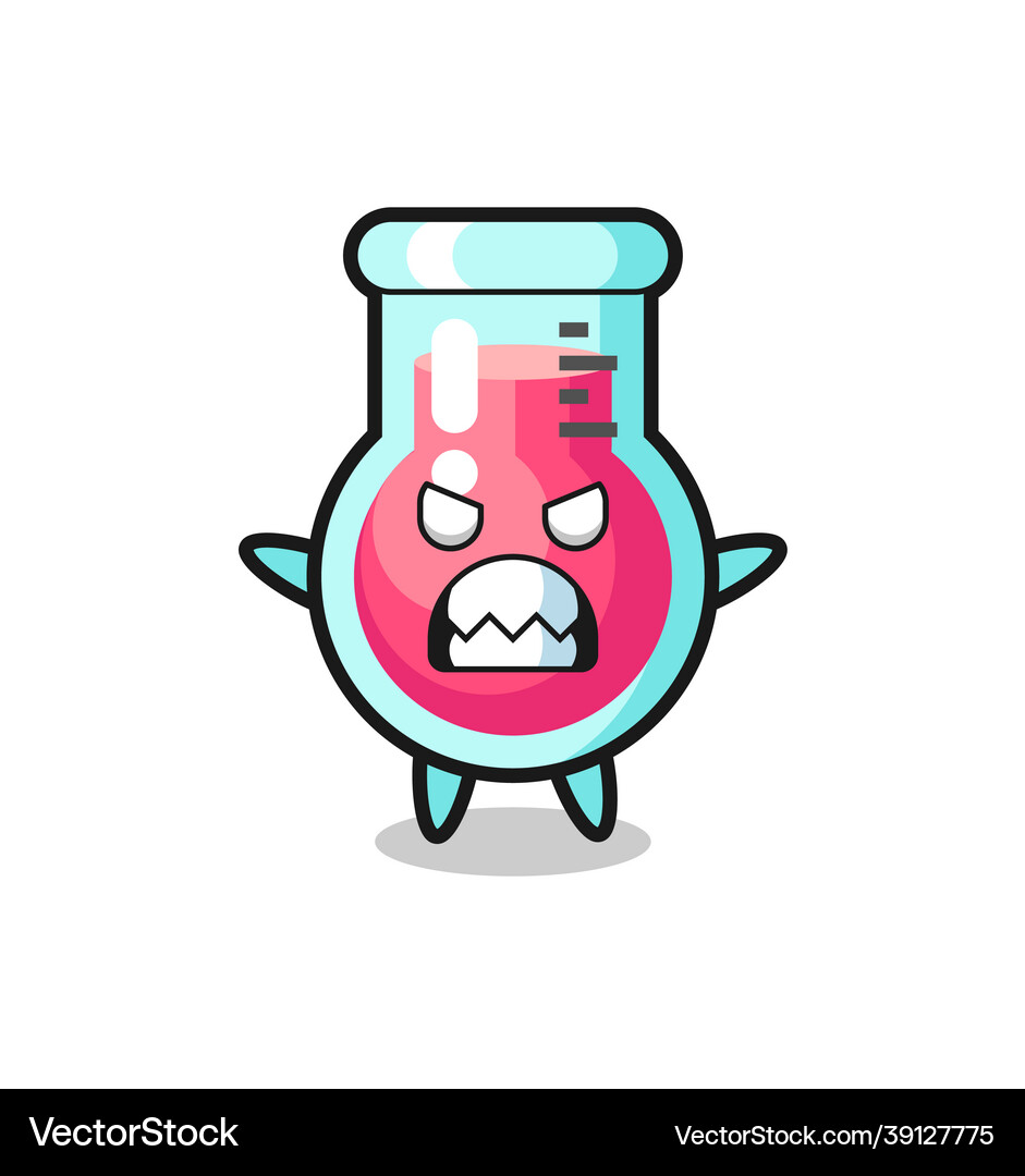 Wrathful expression of the laboratory beaker Vector Image