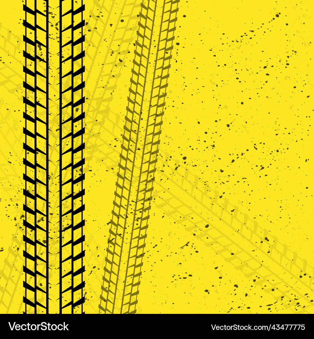 Yellow grunge tire track background Royalty Free Vector