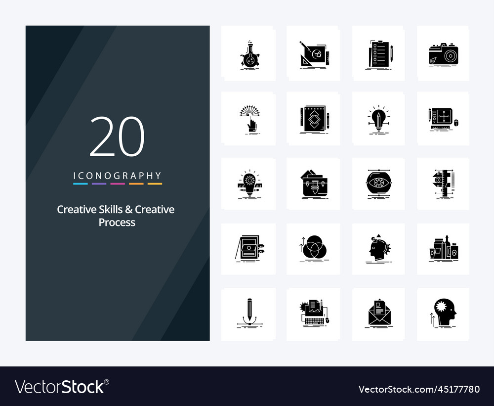 20 creative skills and creative process solid Vector Image