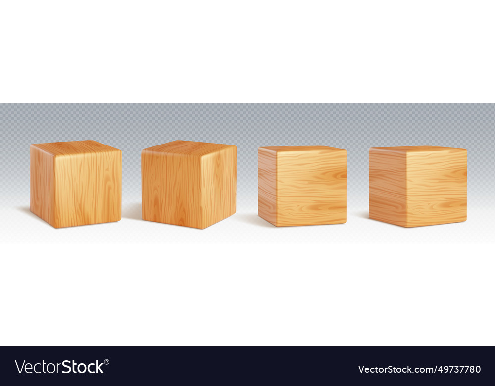 3d Wood Cube Block To Play Game Realistic Vector Image