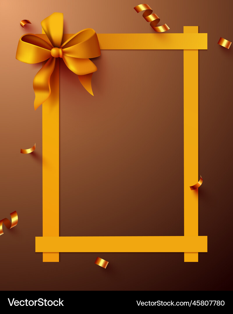 Beautiful frame with golden ribbon Royalty Free Vector Image