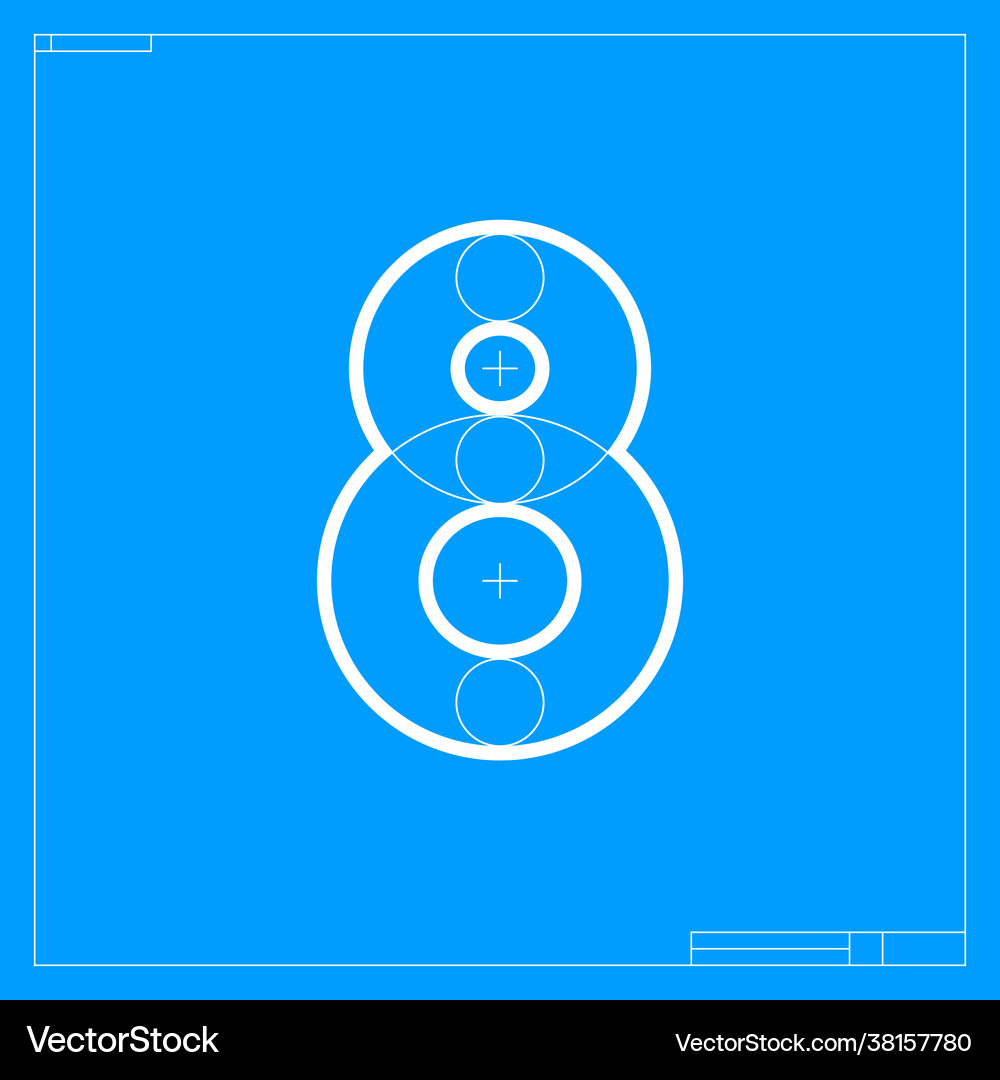 Blueprint sketch number eight logo Royalty Free Vector Image