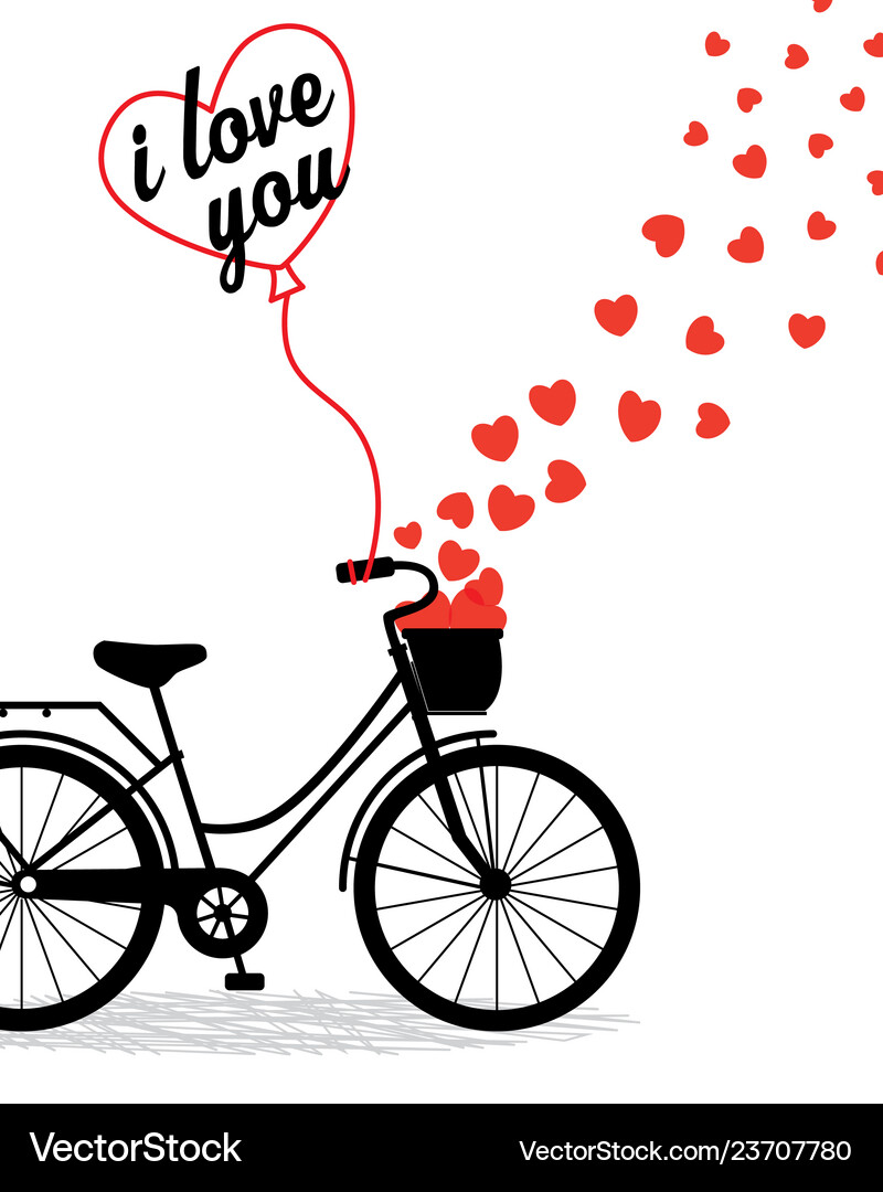 Cute bike with hearts Royalty Free Vector Image