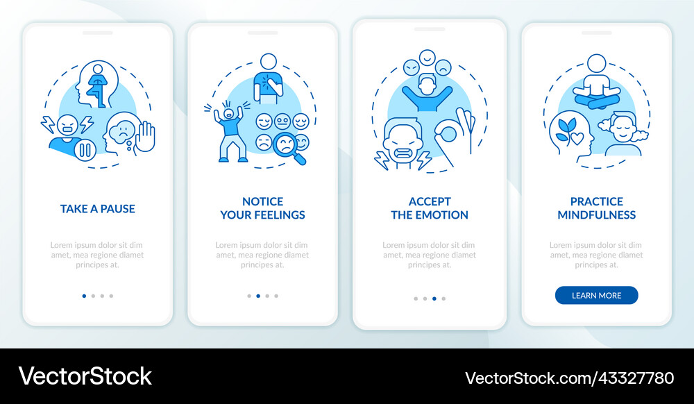 Emotional regulation skills blue onboarding Vector Image