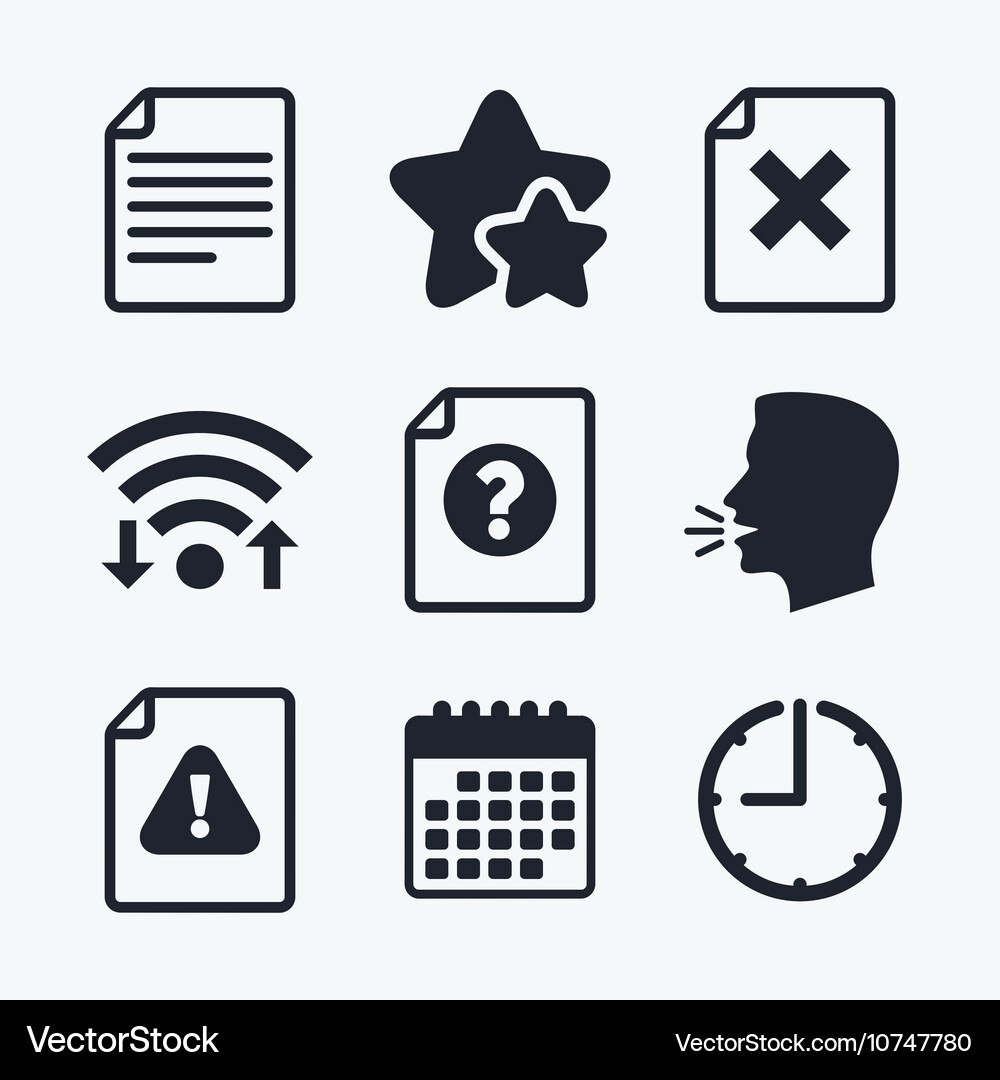File attention icons exclamation signs Royalty Free Vector