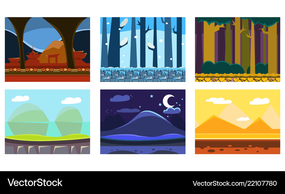 Flat set of 6 seamless backgrounds for Royalty Free Vector