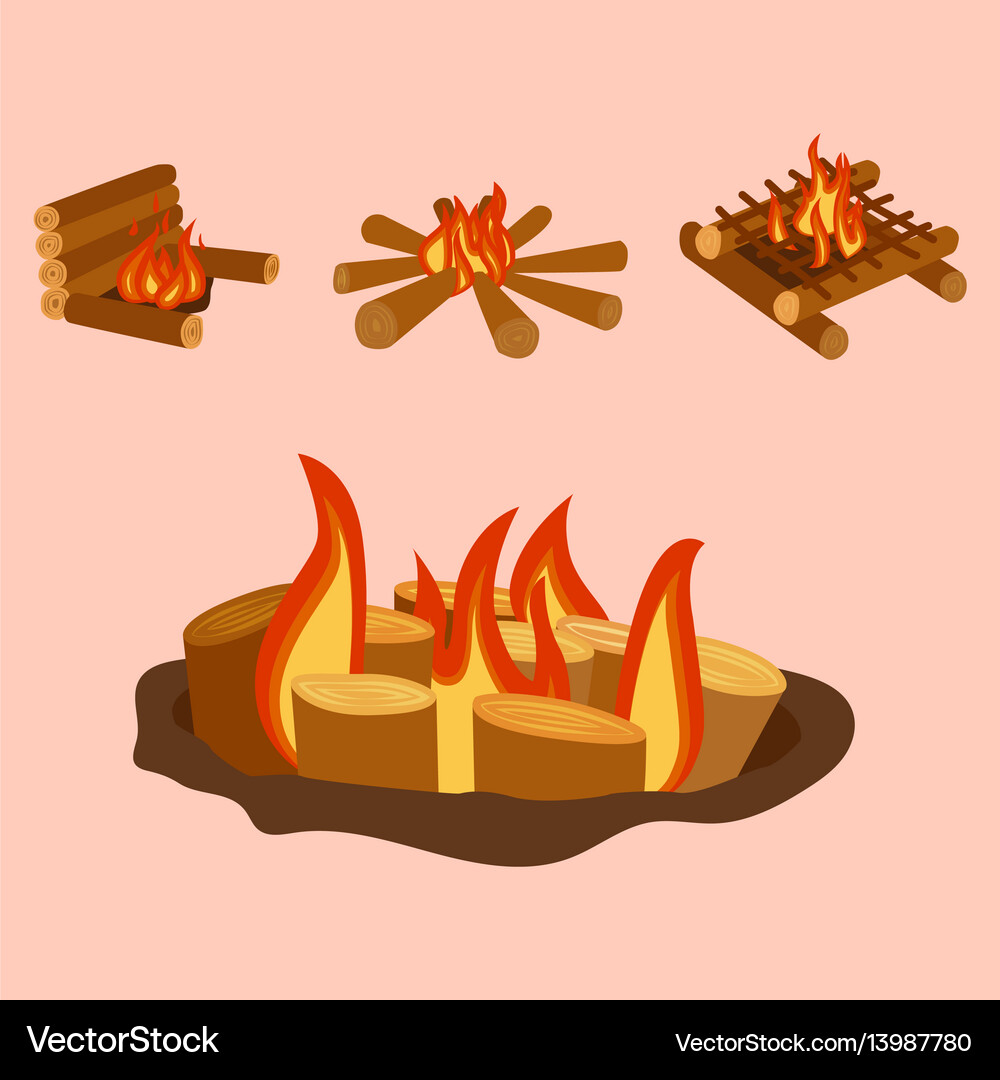 Isolated of campfire logs burning Royalty Free Vector Image