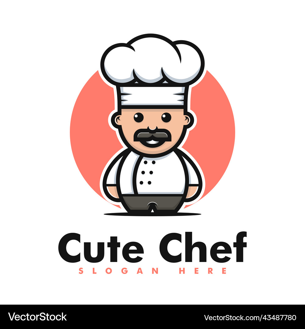 Cute Chef Logo Chef Woman Mascot Character Logo Vector,Beautiful Chef