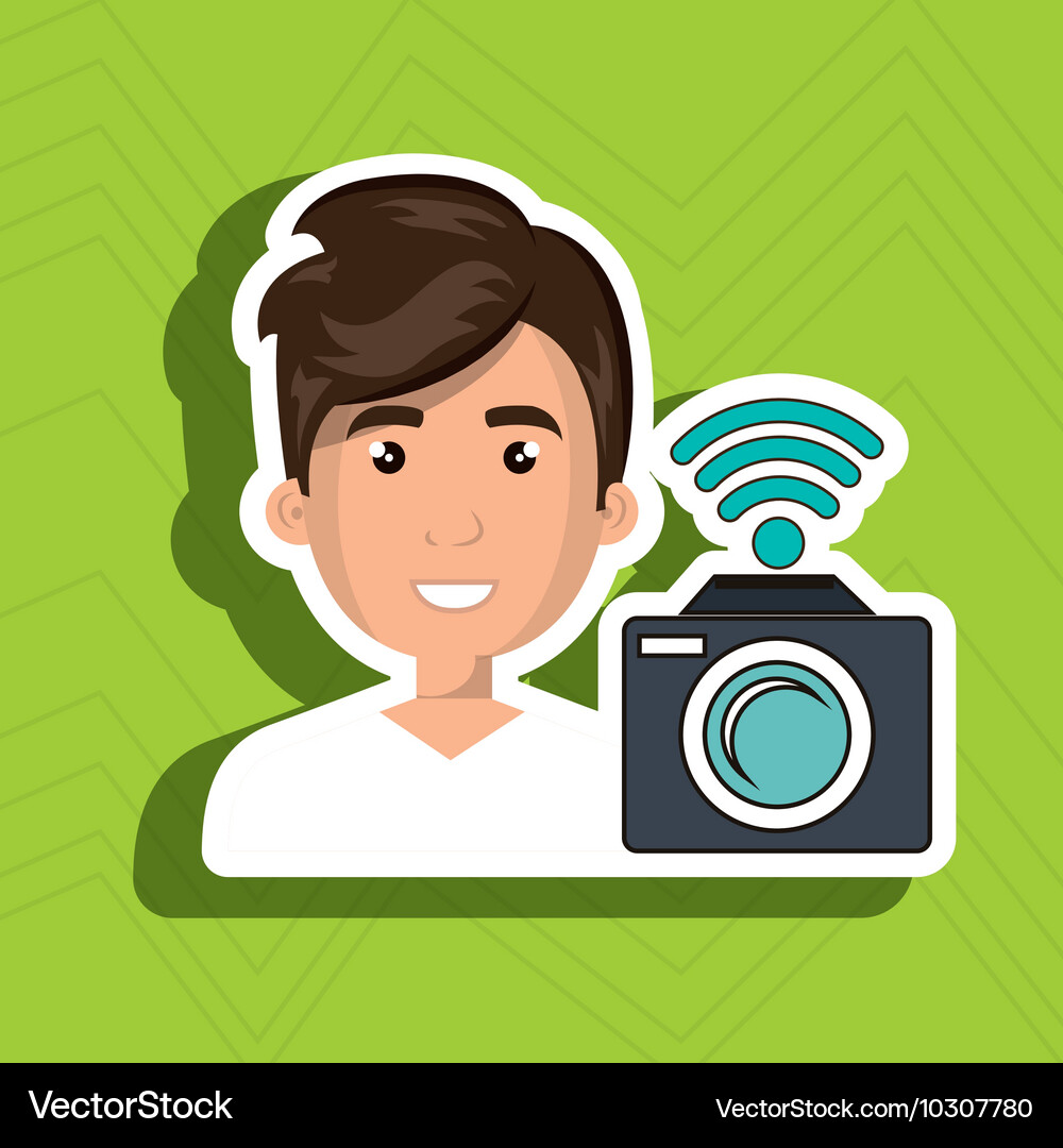 Man camera photo photography Royalty Free Vector Image