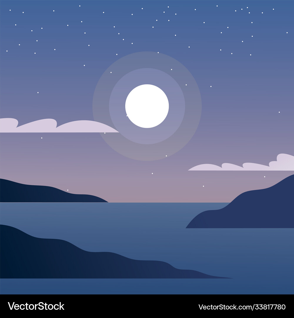 Moon over sea design Royalty Free Vector Image