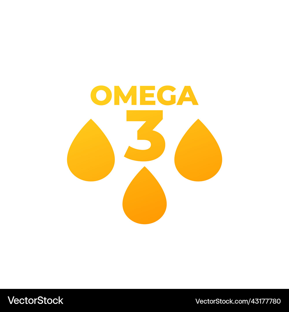 Omega 3 icon with oil drops Royalty Free Vector Image