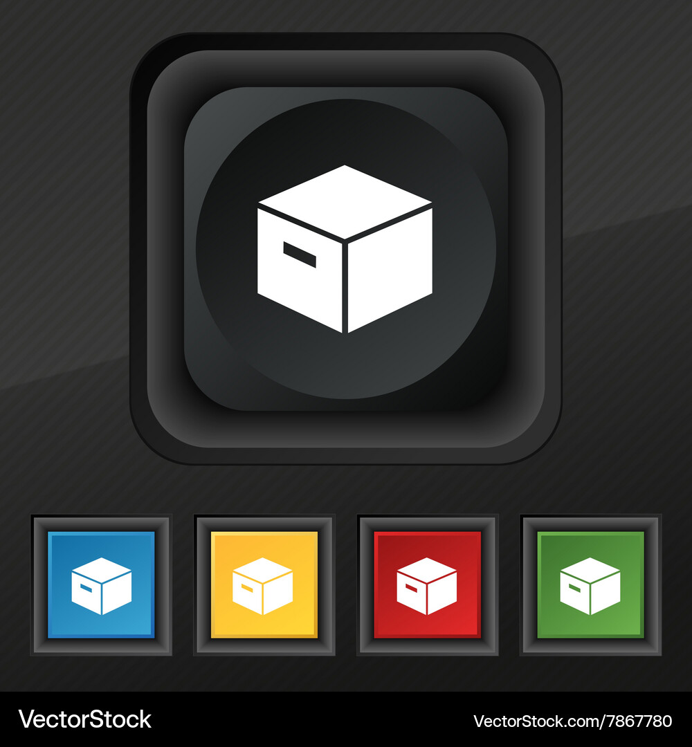 Packaging cardboard box icon symbol set of five Vector Image